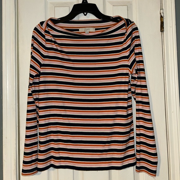 LOFT | Tops | Loft Stripped Long Sleeve I Really Like The Neck Line ...